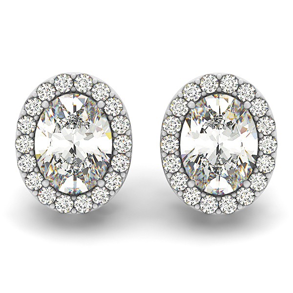 Oval halo diamond earrings store